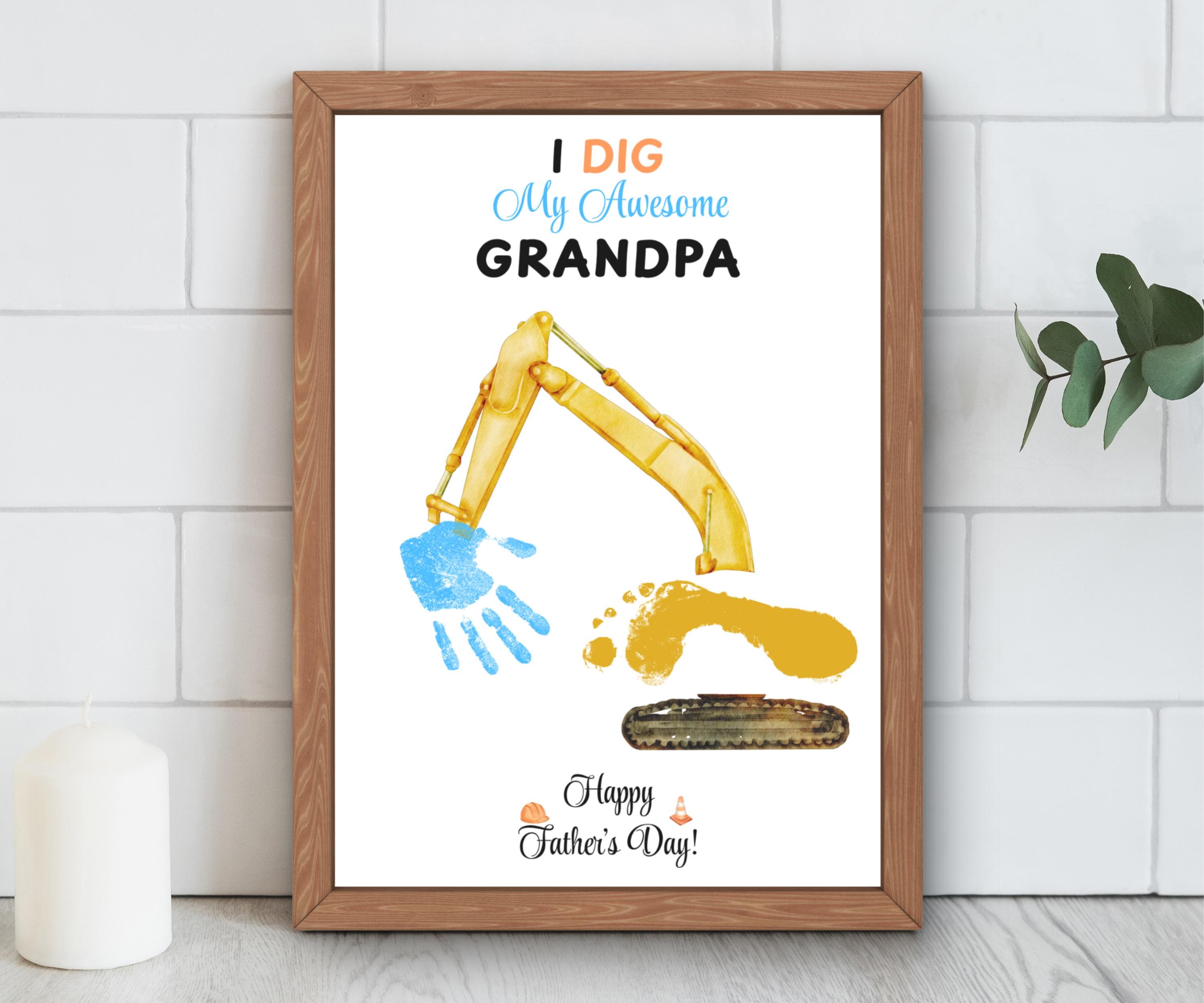 Excavator Handprint Footprint Art: Grandpa Father's Day Keepsake (PDF ...