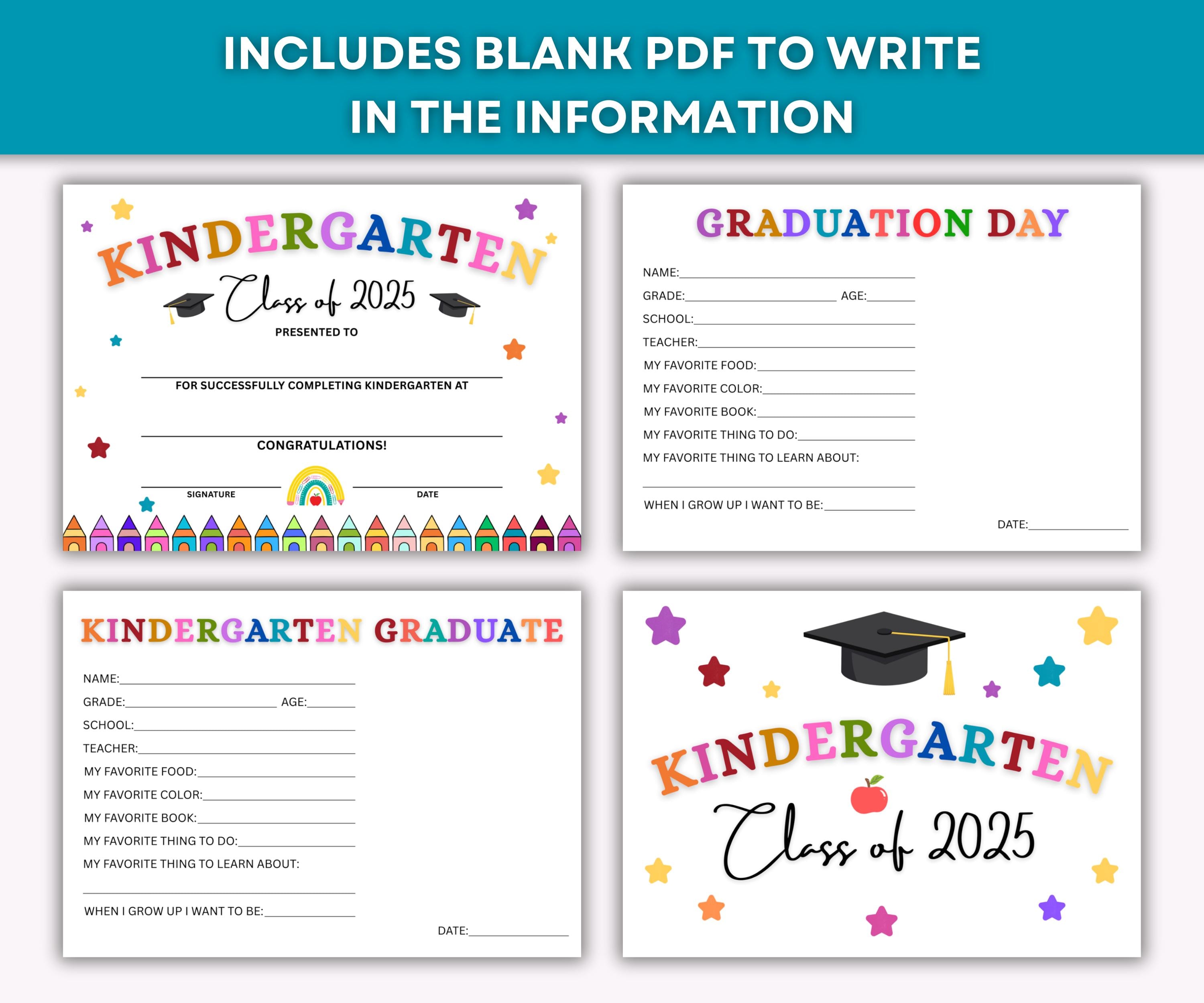 Editable Kindergarten Graduation Certificate Template: Canva Printable ...