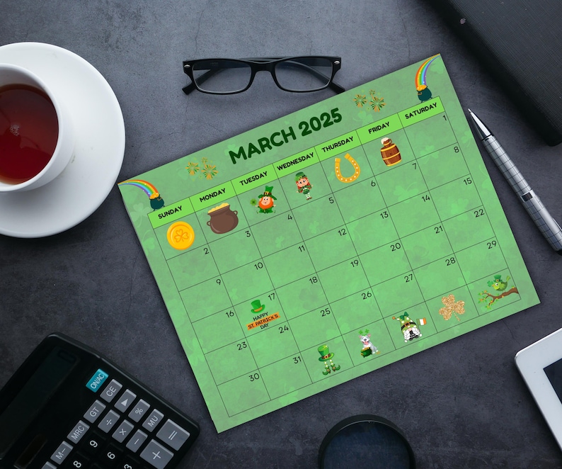 March 2025 Digital Calendar Printable, Monthly Planner, PDF Calendar ...