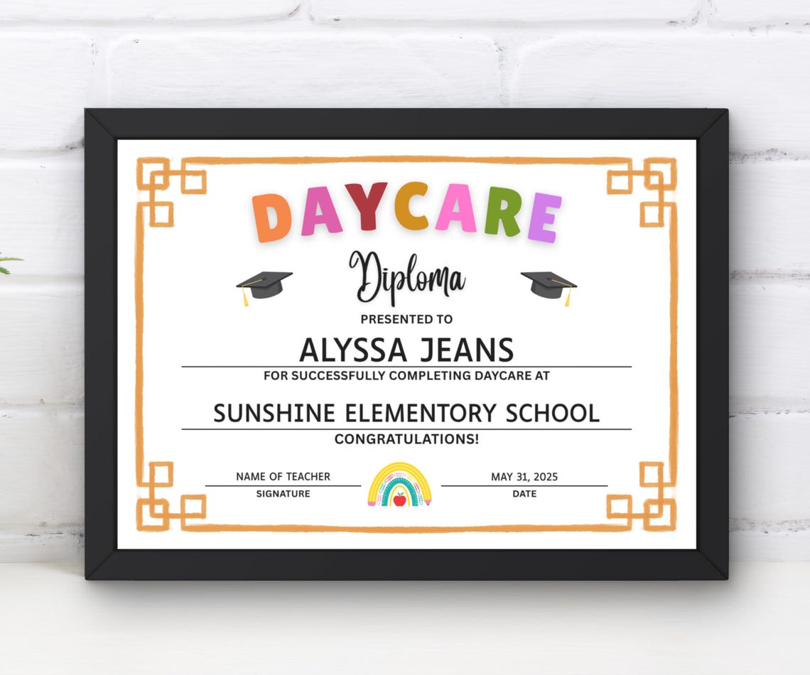 Editable Daycare Graduation Certificate Template: Canva Printable ...