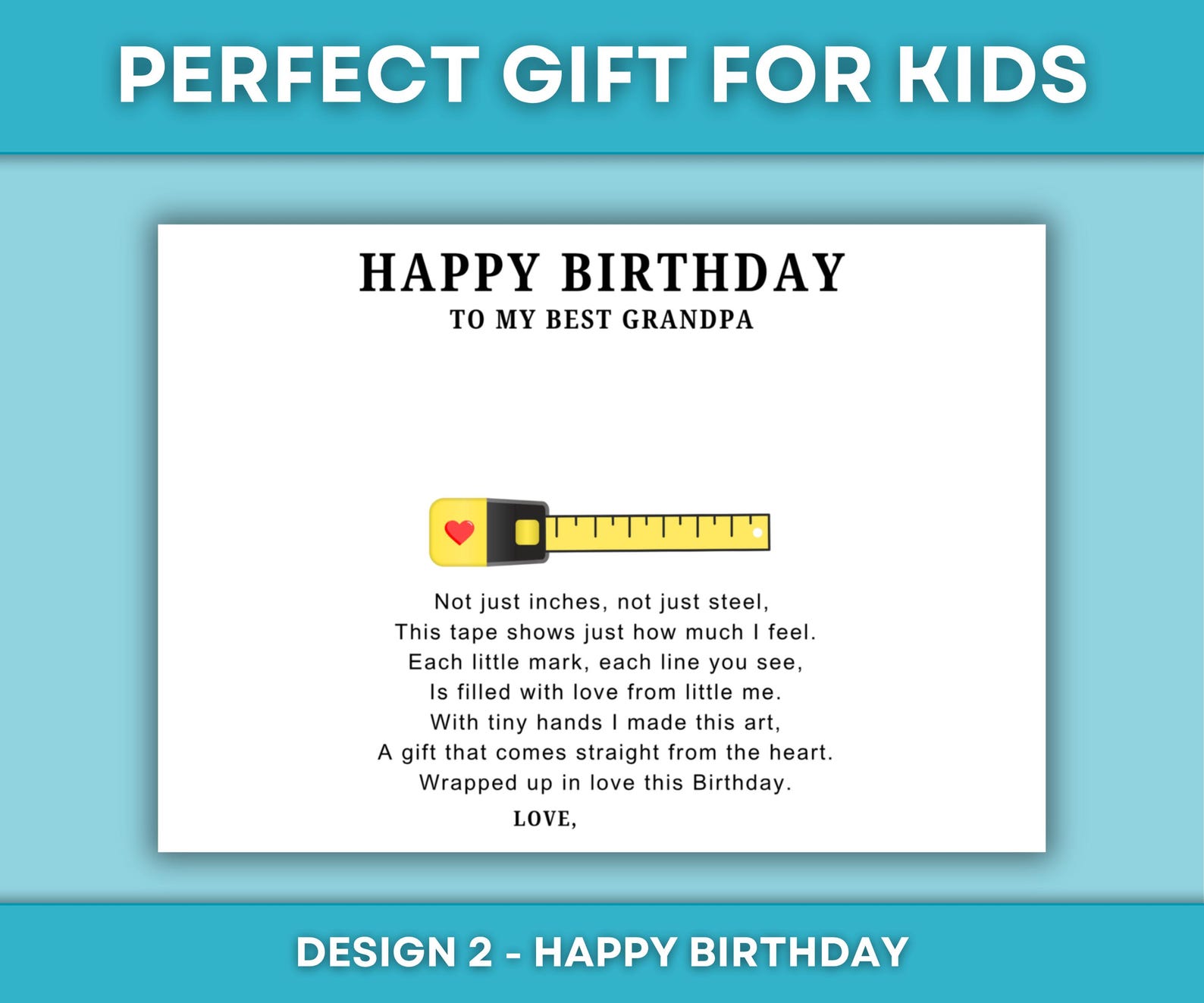 Editable Grandpa Tape Measure Handprint Art Printable Canva Template ...