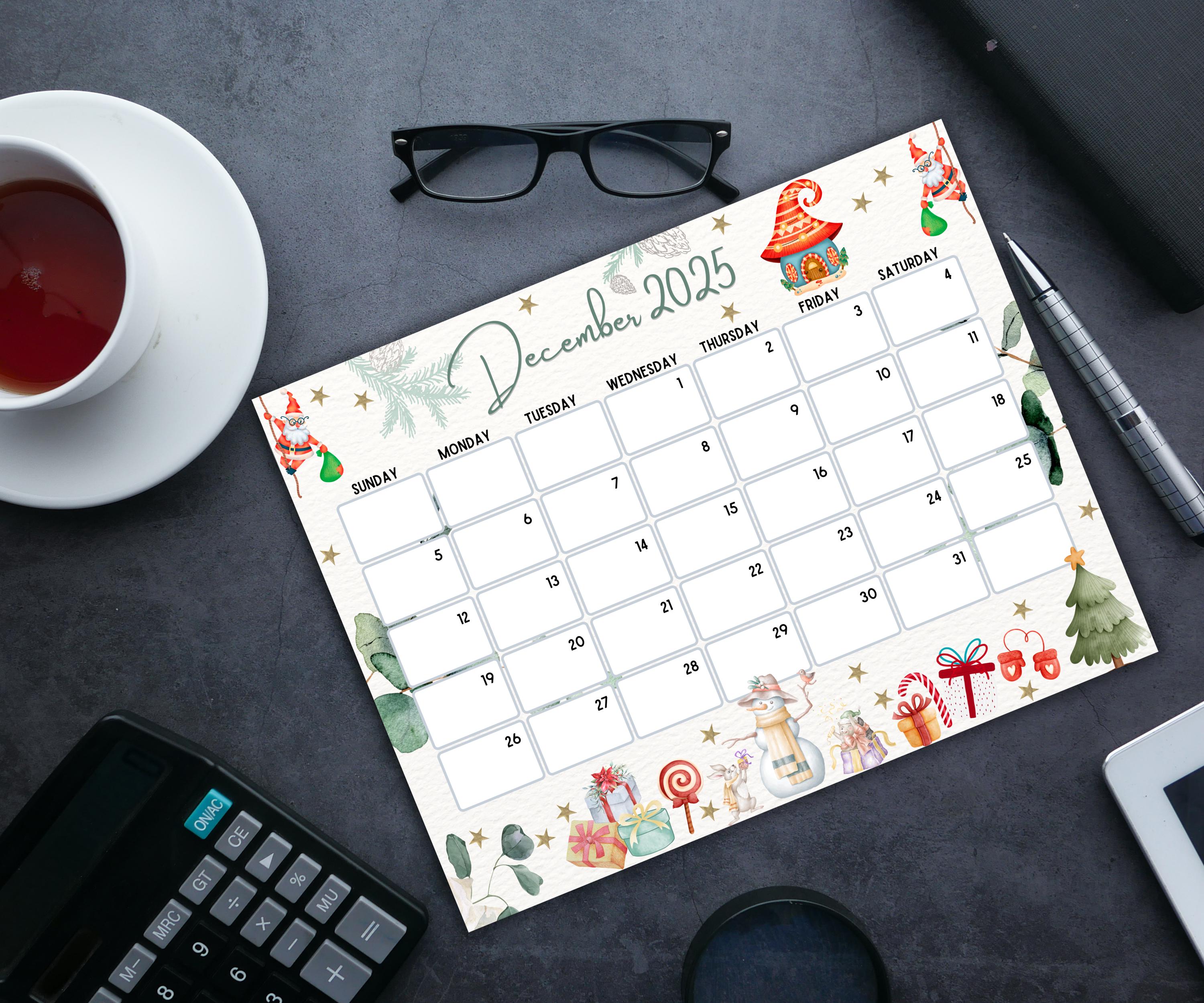 December 2025 Christmas Calendar Printable (PDF & PNG) - Etsy