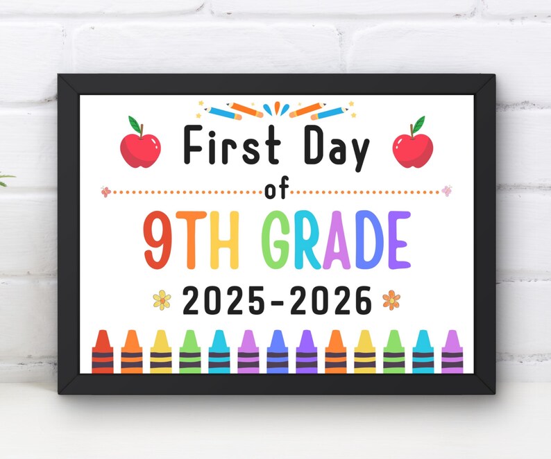 First Day of 9th Grade Sign Printable | Back to School Photo Prop ...