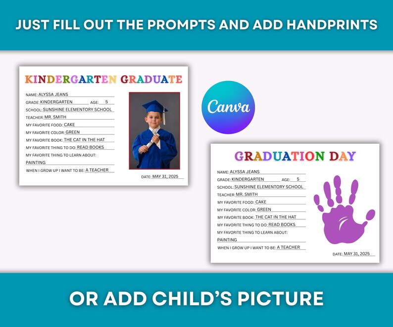 Editable Kindergarten Graduation Certificate Canva Template, End of ...