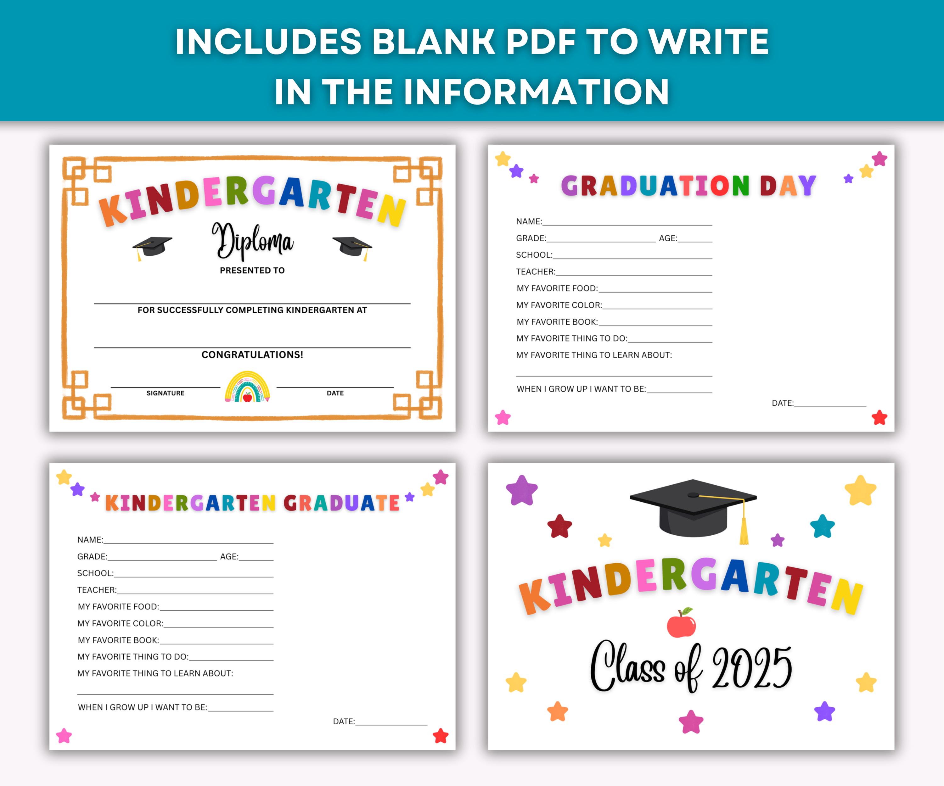 Editable Kindergarten Graduation Certificate Template: Canva Printable ...