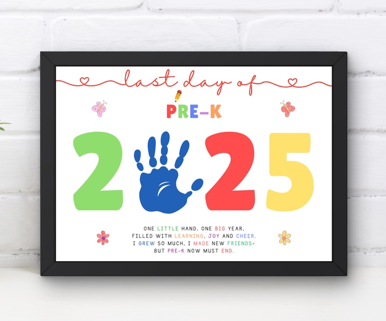 Last Day of Pre-k Handprint Craft Printable, DIY Handprint Art ...