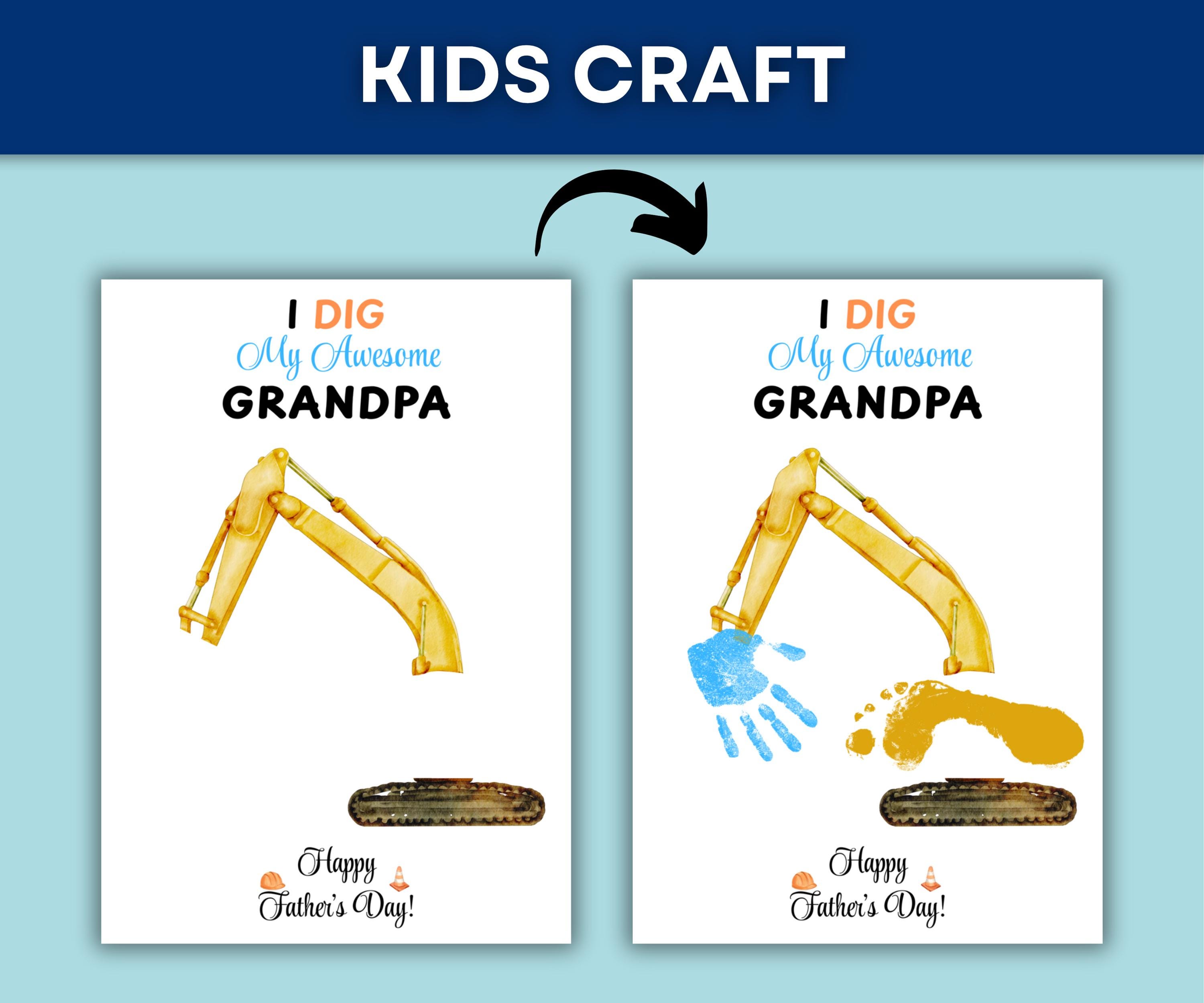 Excavator Handprint Footprint Art: Grandpa Father's Day Keepsake (PDF ...