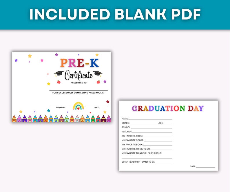 Editable Pre-k Graduation Certificate: Photo Keepsake Canva Template ...