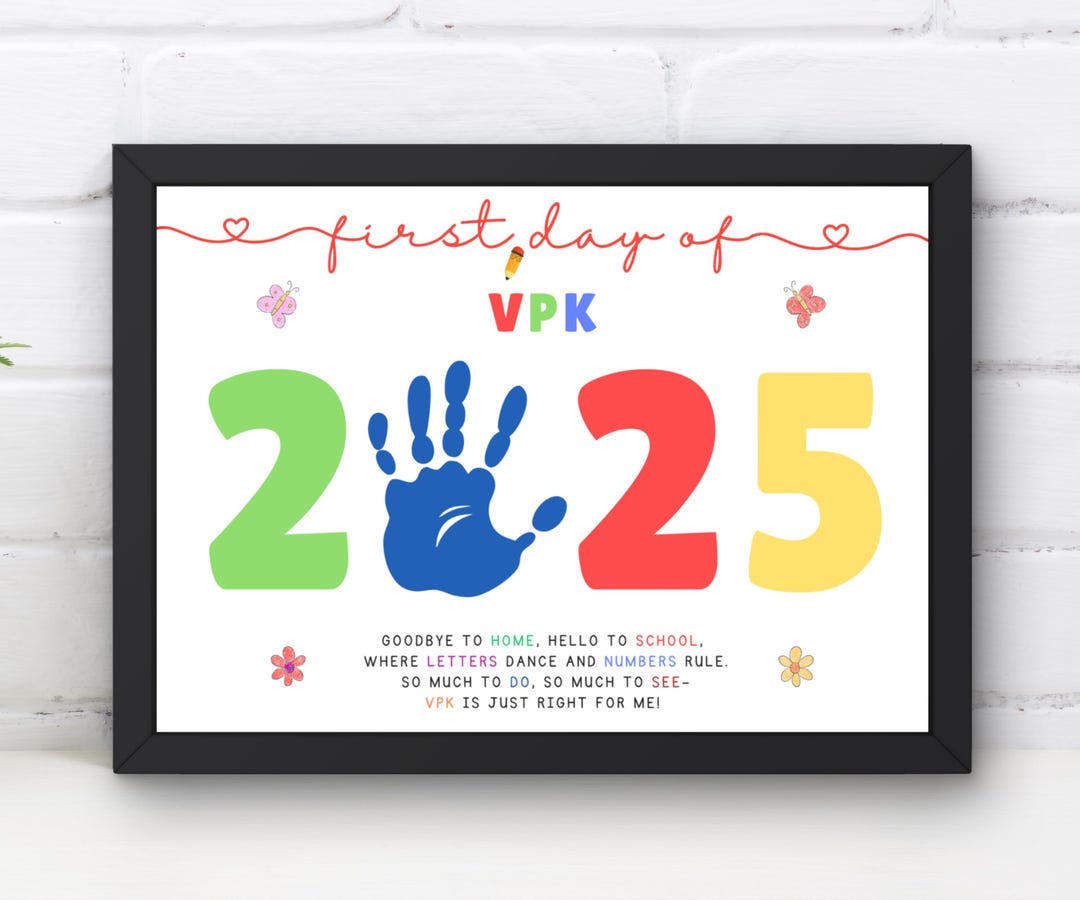First Day of VPK Handprint Art: School Keepsake (PDF Download 8x10, 8 ...