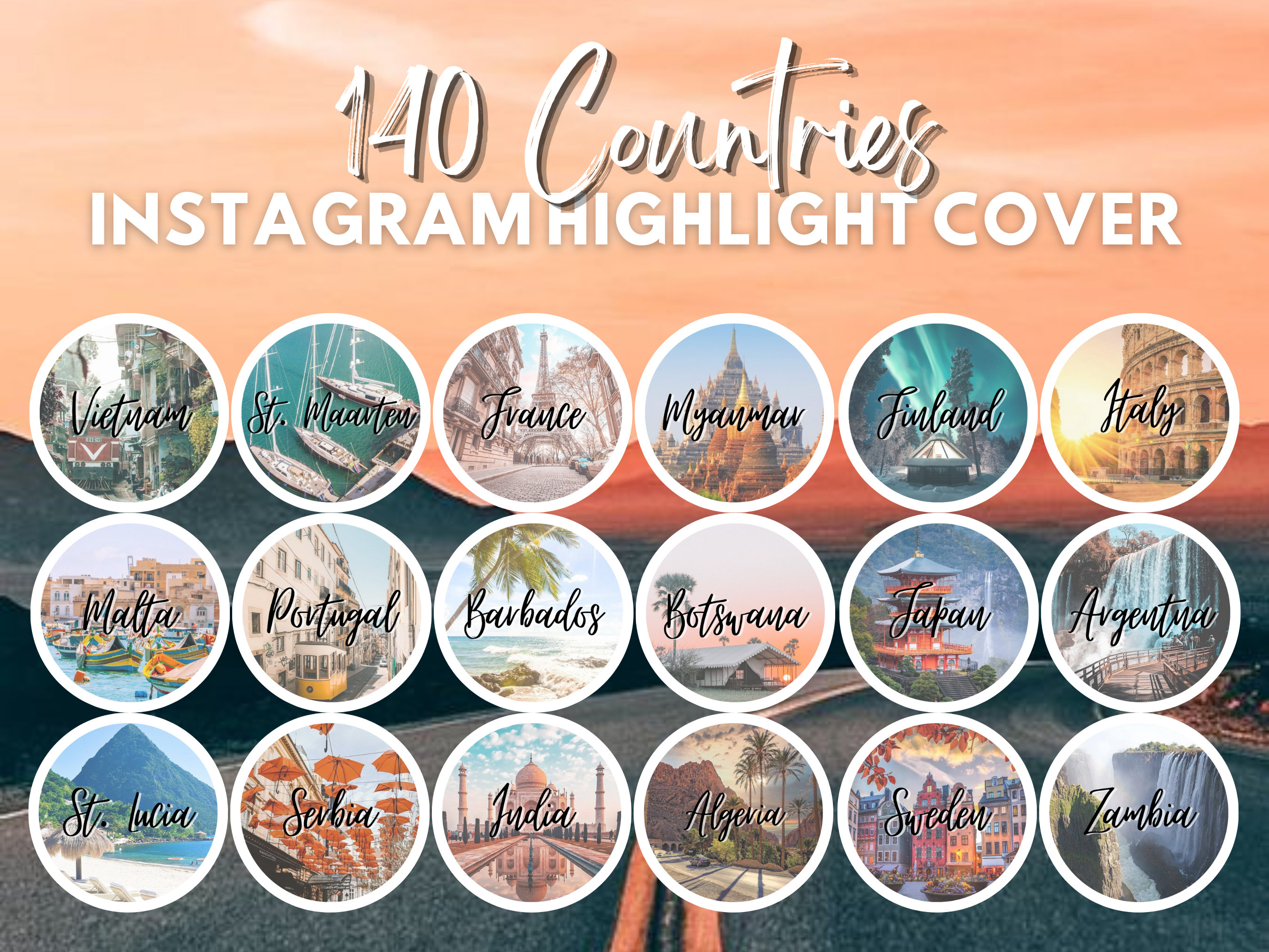 140 Most Visited Countries Instagram Story Highlight Covers | IG ...