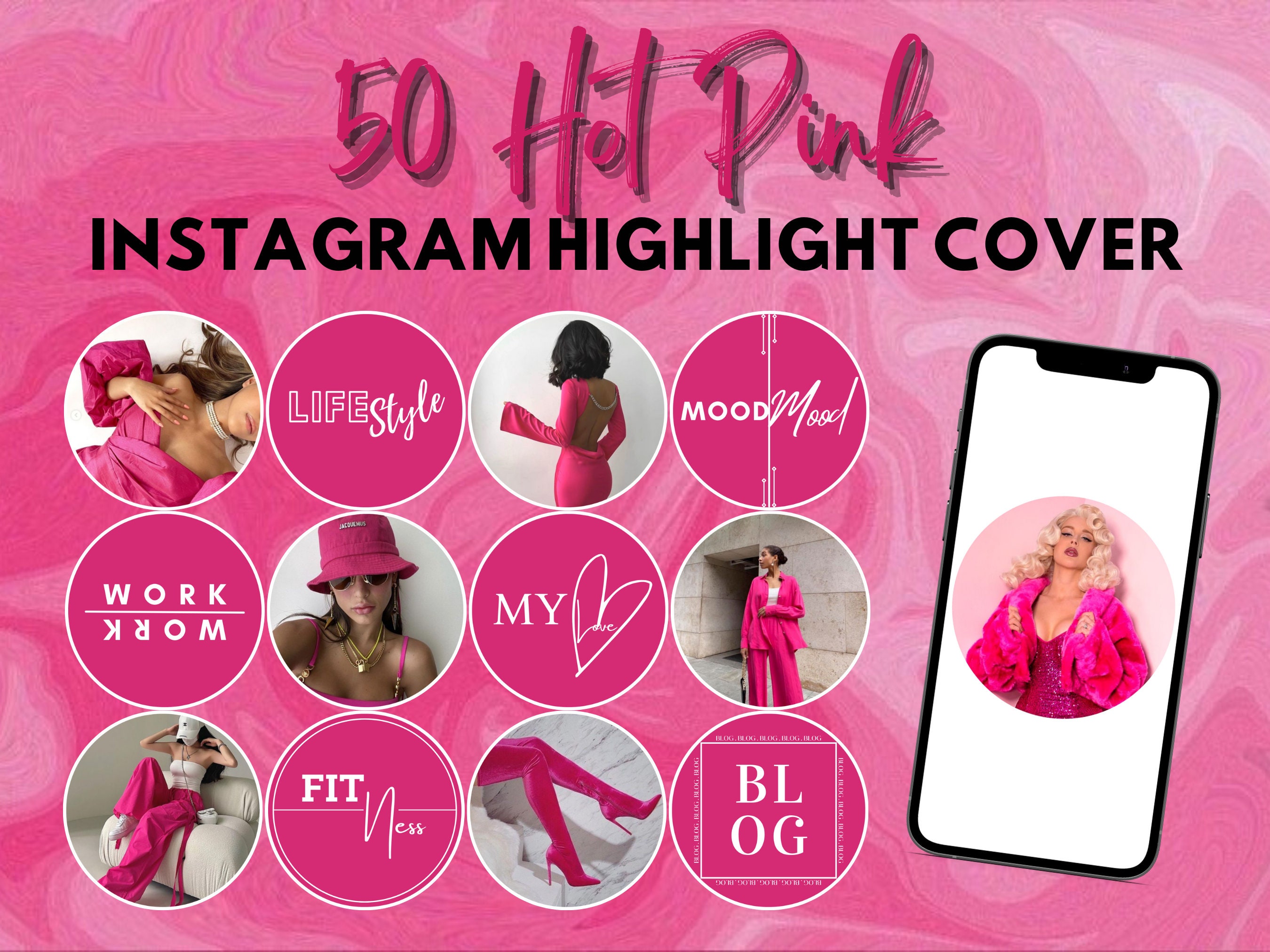 50 Hot Pink Instagram Story Highlight Covers | Instagram Icons ...