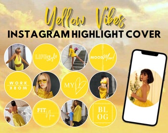 100 Yellow Instagram Story Highlight Covers Canva Editable - Etsy