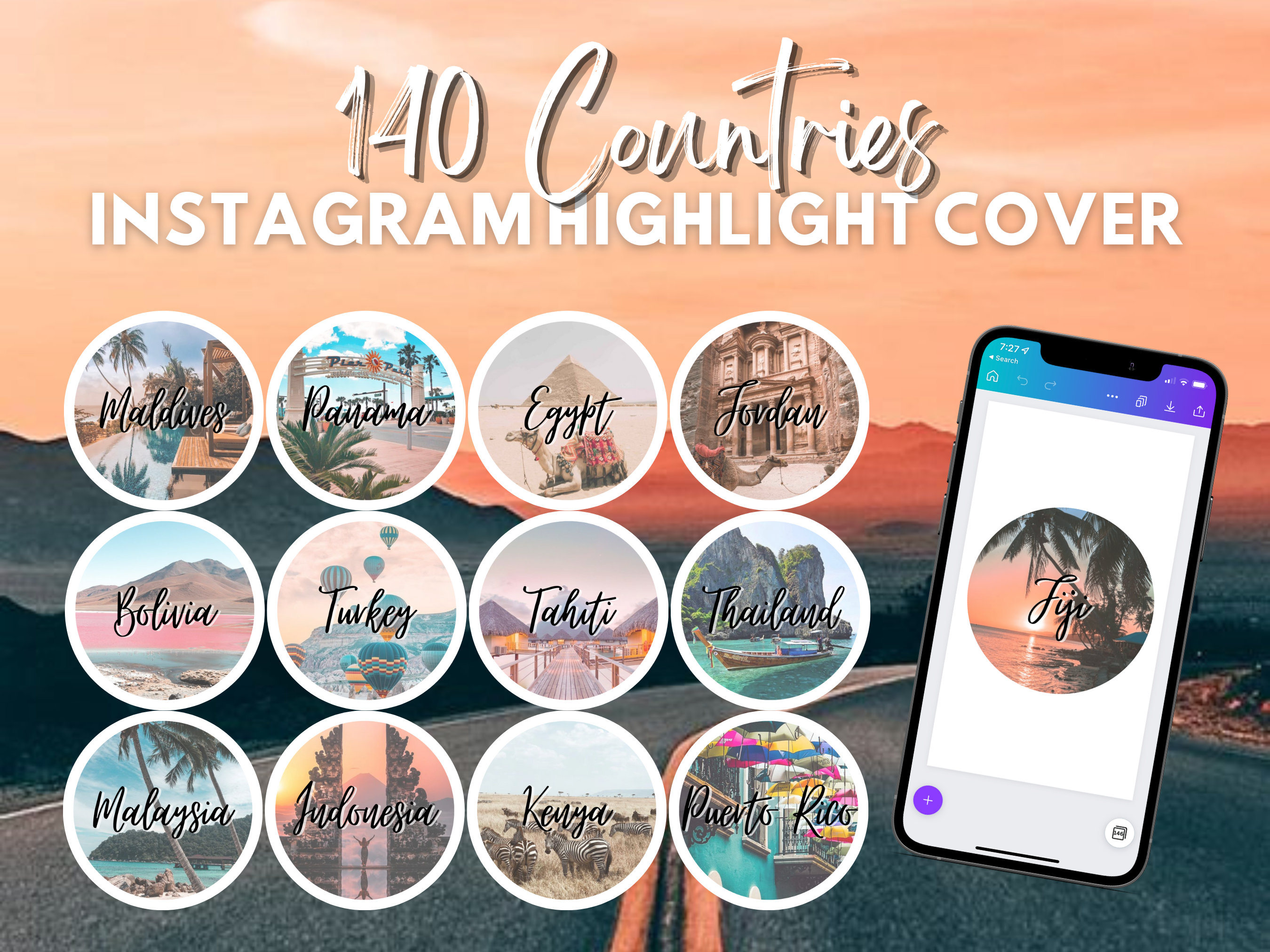 140 Most Visited Countries Instagram Story Highlight Covers | IG ...