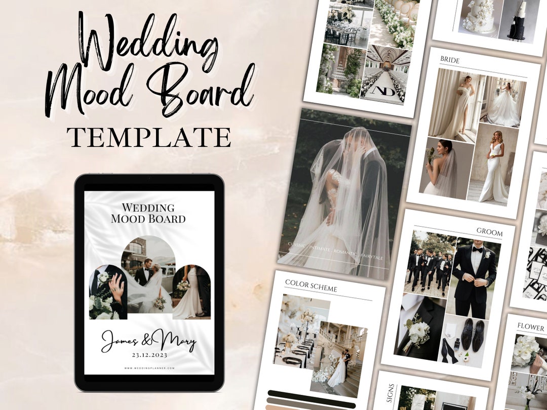 Classy Wedding Mood Board Template | Digital Wedding Planner Template ...