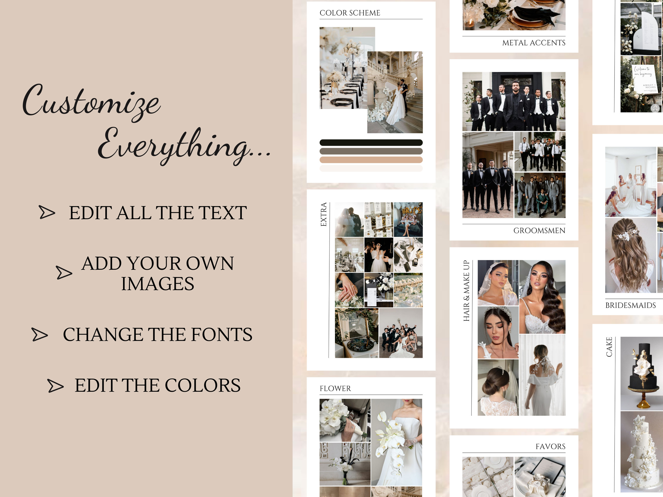 Classy Wedding Mood Board Template | Digital Wedding Planner Template ...