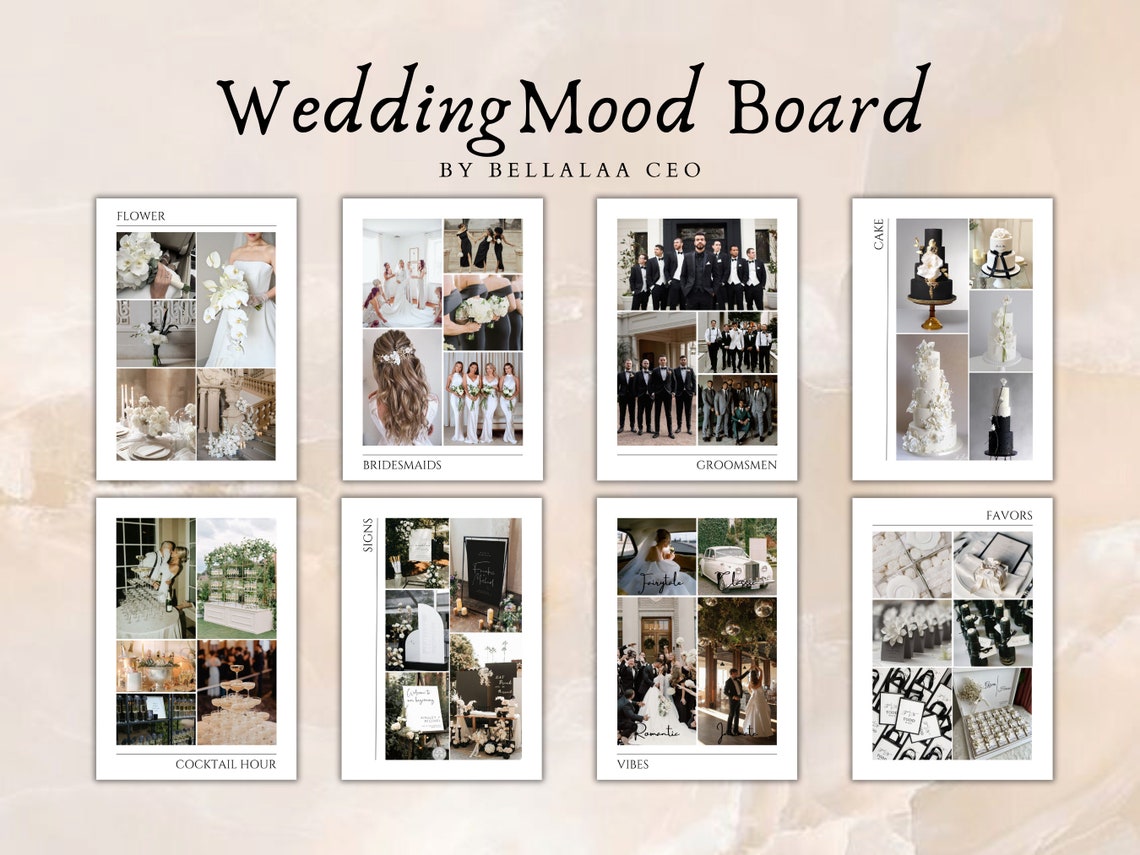 Classy Wedding Mood Board Template Digital Wedding Planner Template ...