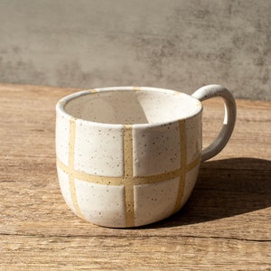 Grid Ceramic Mug, Rounded - Etsy