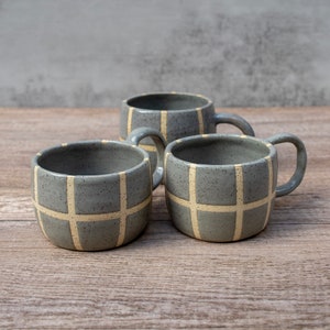 Grid Ceramic Mug, Rounded - Etsy