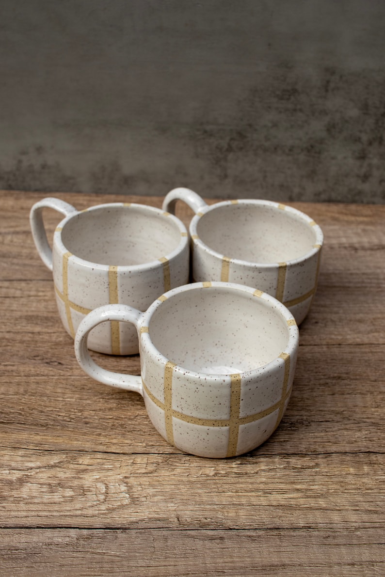 Grid Ceramic Mug, Rounded - Etsy