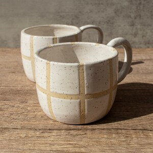 Grid Ceramic Mug, Rounded - Etsy