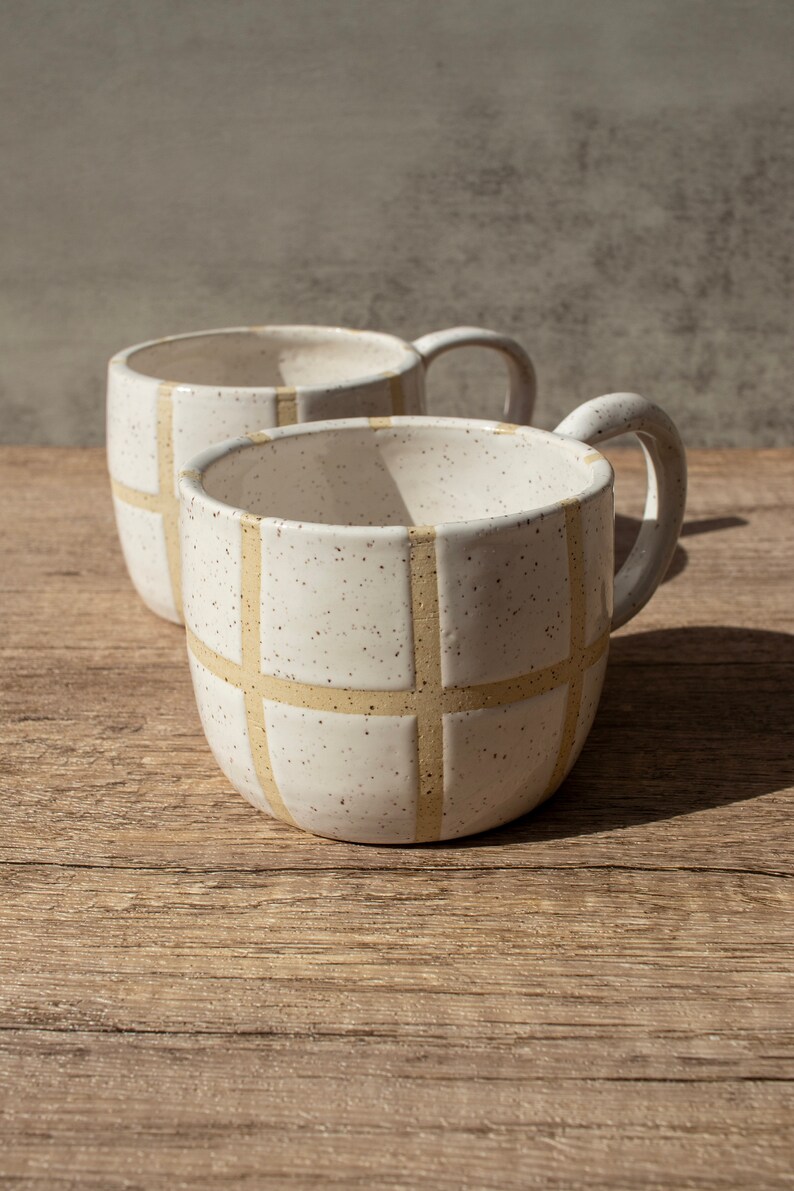 Grid Ceramic Mug, Rounded - Etsy