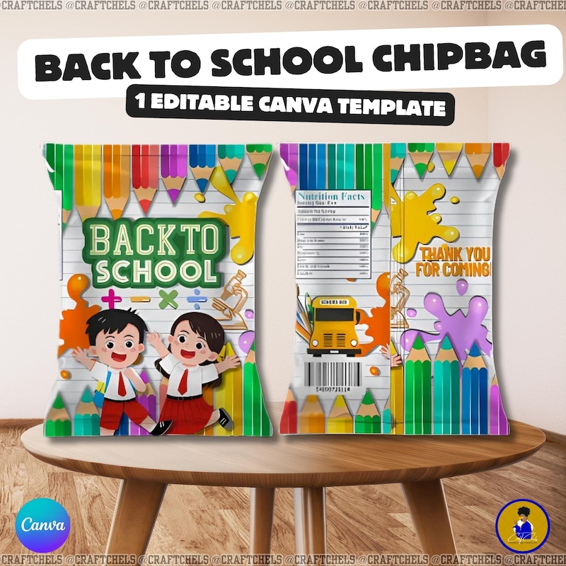 School Chip Bag Editable - Etsy