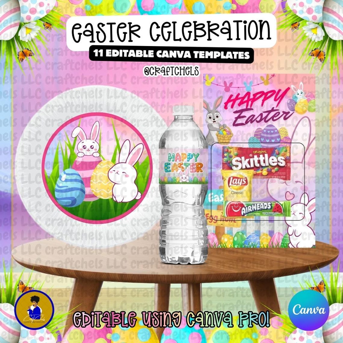 Easter Party Template Bundle | Editable Canva Easter Decorations | Arch ...