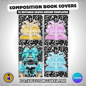 12 Composition Book Cover Designs | Canva Editable Templates | Back to ...
