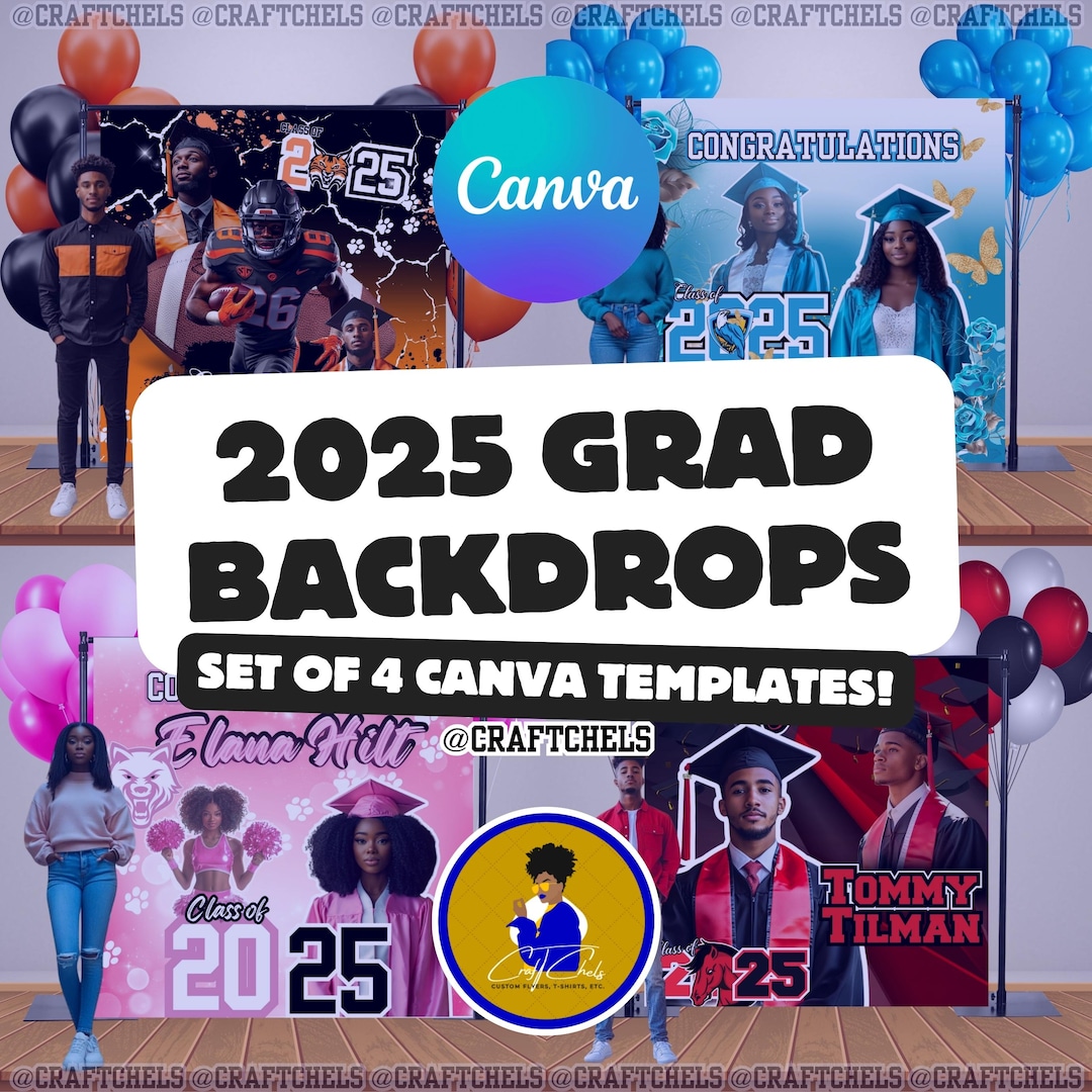 Graduation Backdrop Canva Templates | Class of 2025 Backdrops ...