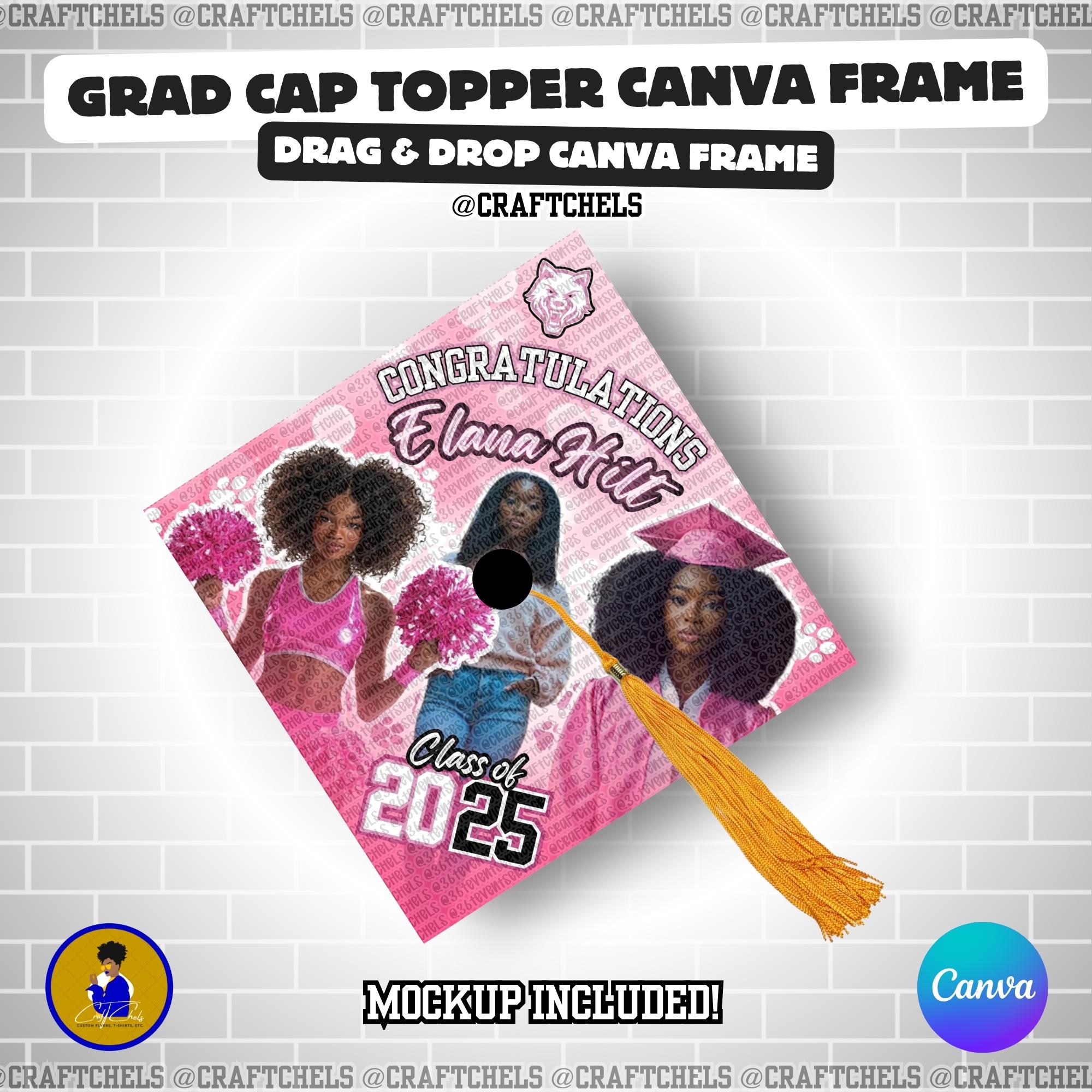 Graduation Cap Topper Canva Frame | Transparent Center Cap Design ...