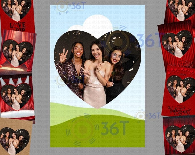 Heart Shaped Selfie Photo Booth Overlay Canva Frame | 4x6 Template ...