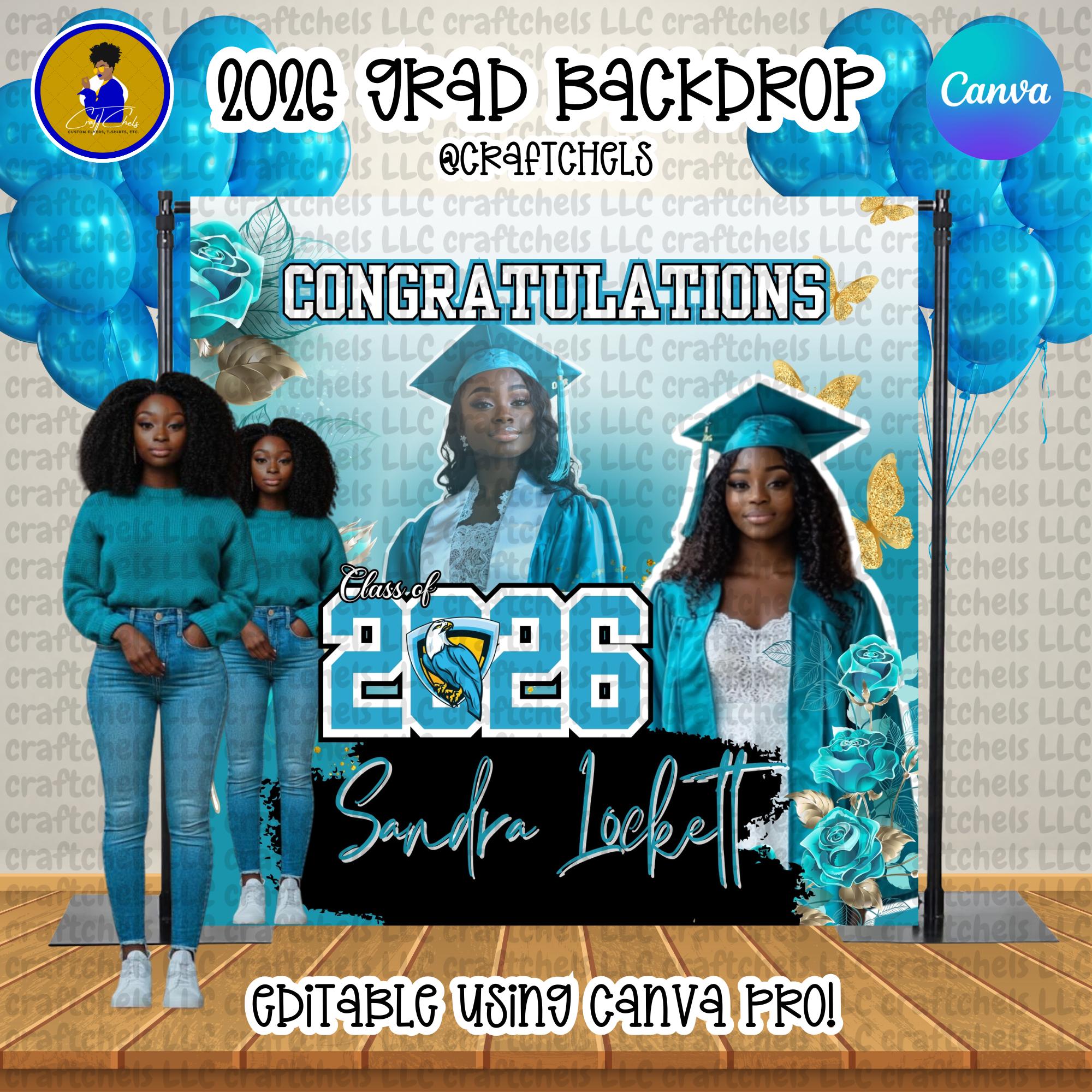 Graduation Backdrop Canva Templates | Class of 2026 Backdrops ...