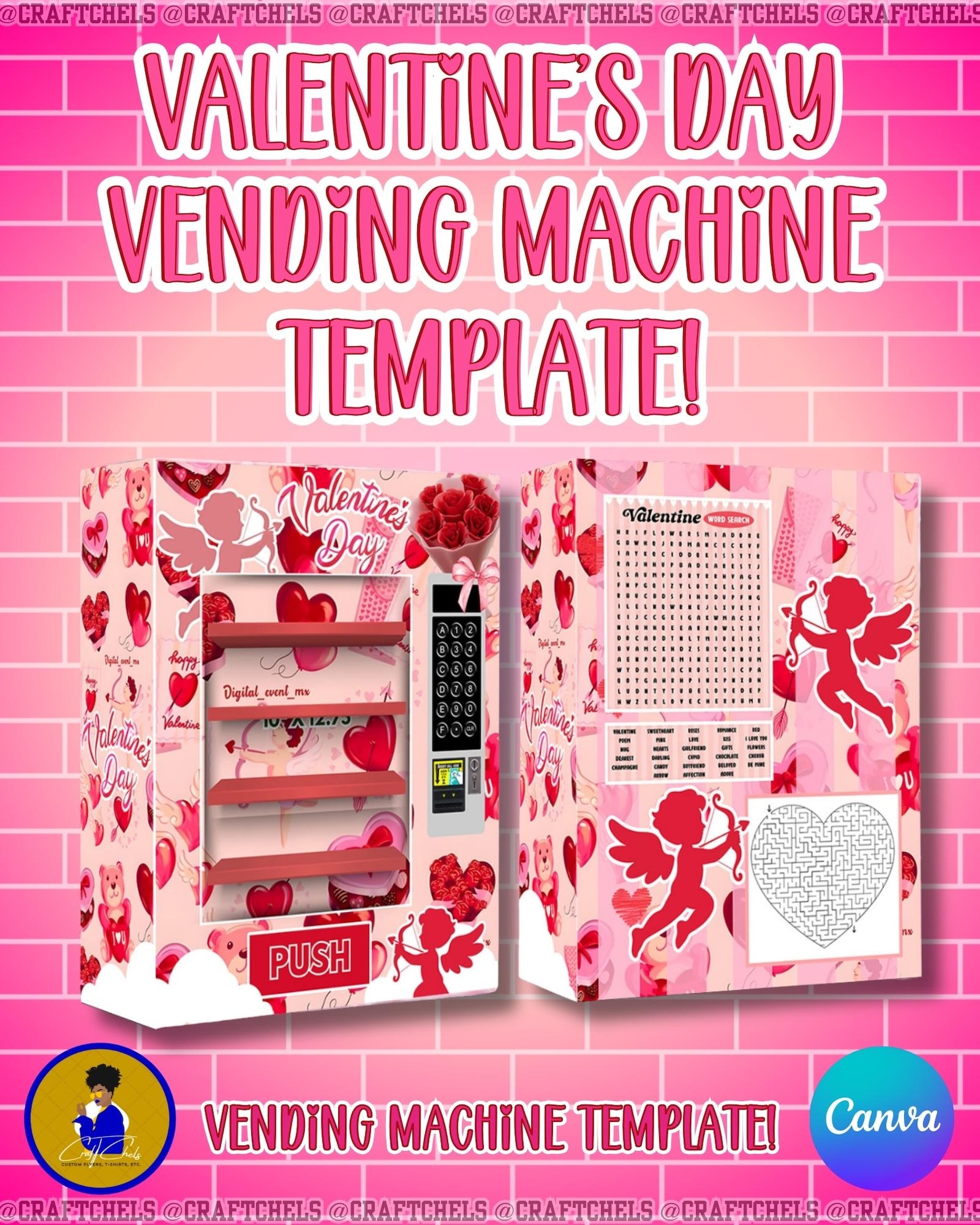16x20 Valentine’s Day Vending Machine Template | Canva Vending Machine ...