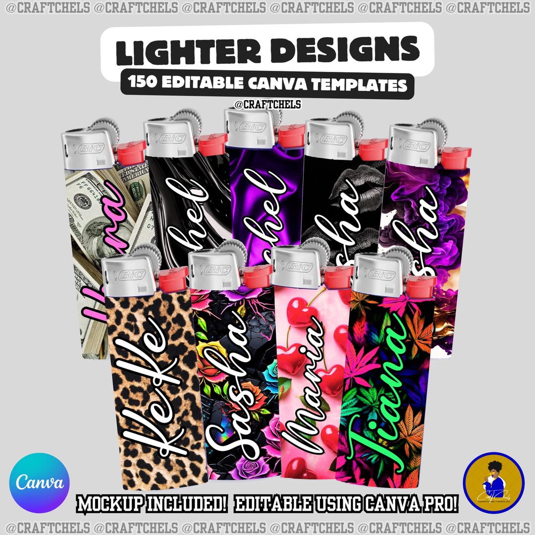 150 Lighter Label Canva Templates | Editable Lighter Wrap Designs | DIY ...