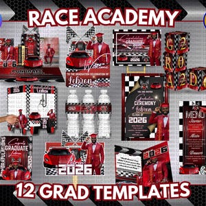 Graduation Party Templates Race Academy | Racing Grad Party Decor ...