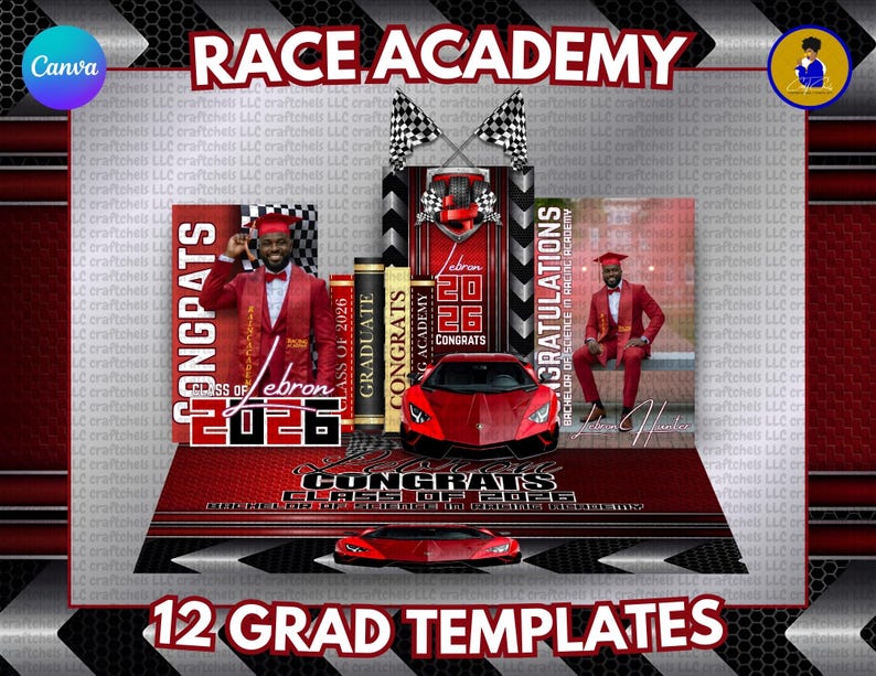 Graduation Party Templates Race Academy | Racing Grad Party Decor ...