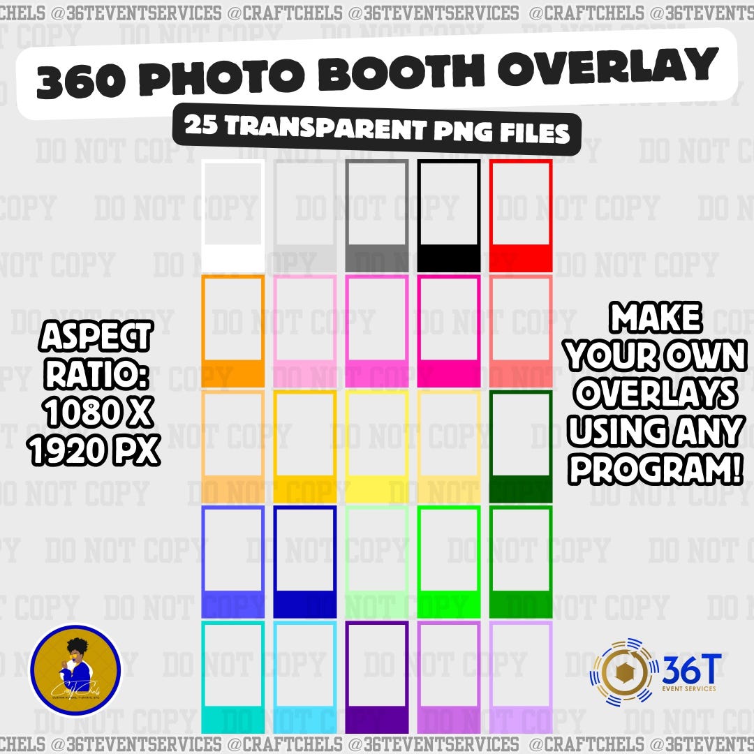 360 Photo Booth Overlay PNG | Simple One Color Overlays | 1080x1920 360 ...