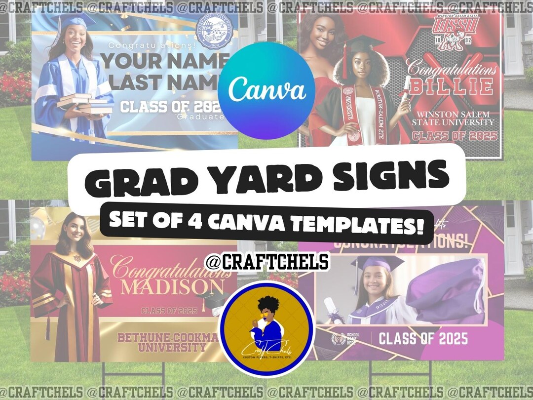 Graduation Yard Sign Bundle (set of 4 Canva Templates) | Set of 4 ...