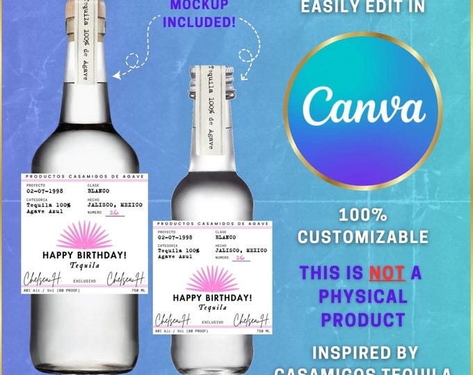 Casamigos Tequila Label 750ml | Fully Editable Canva Template Link ...