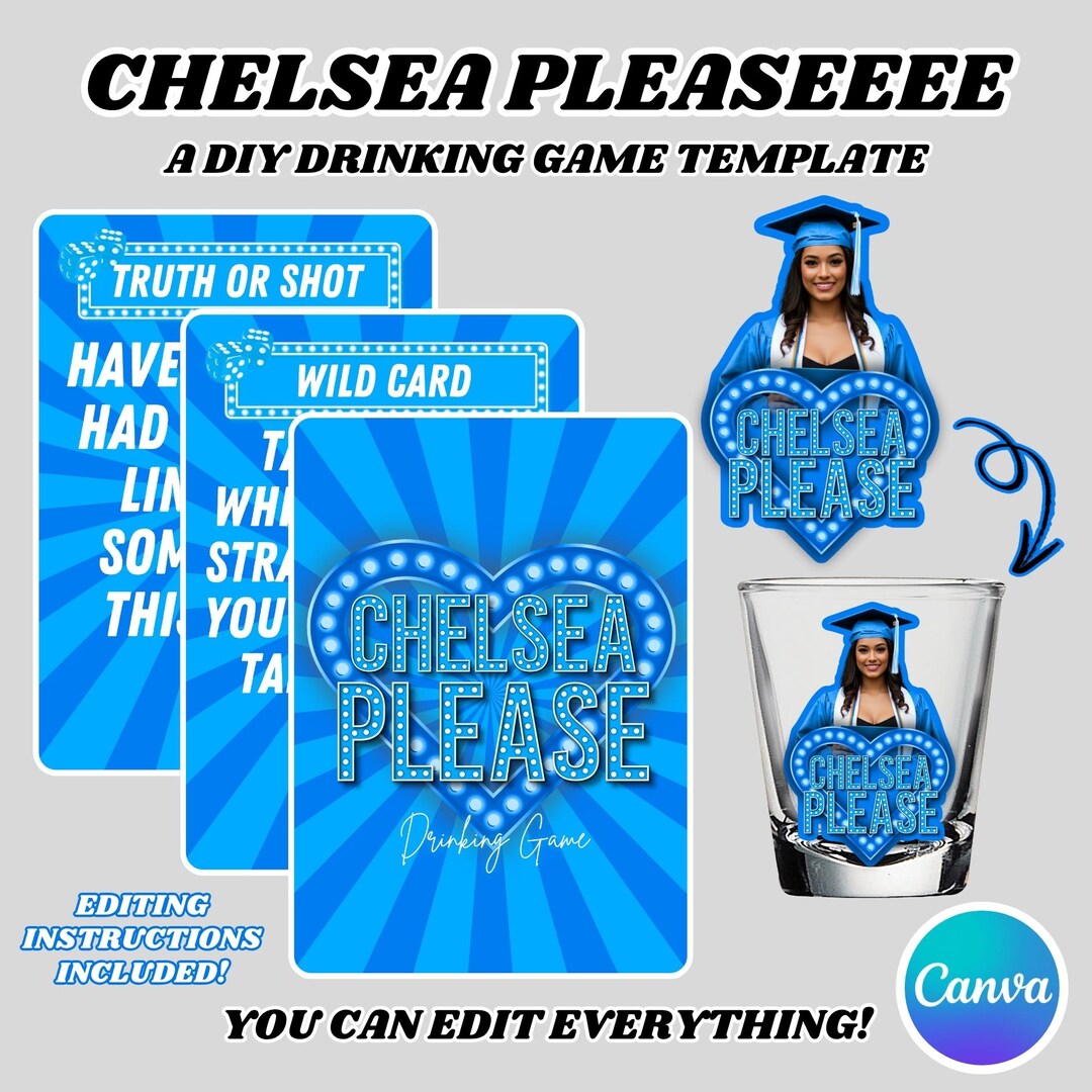 Chelsea Please Card Game | DIY Drinking Game Template | DIY Custom ...