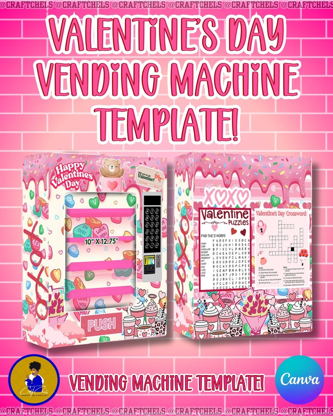 16x20 Valentine’s Day Vending Machine Template | Canva Vending Machine ...