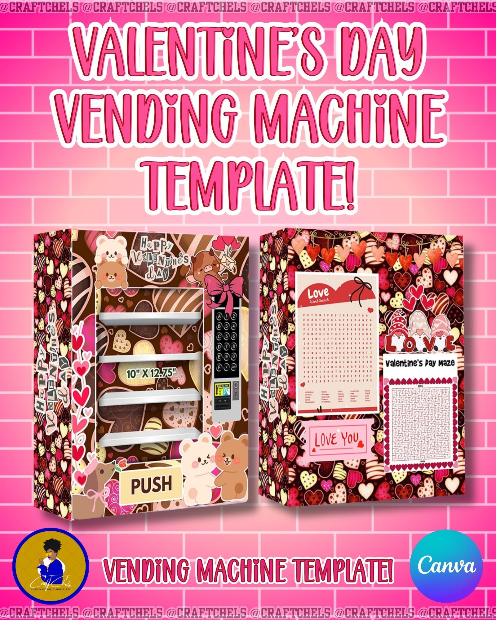 16x20 Valentine’s Day Vending Machine Template | Canva Vending Machine ...