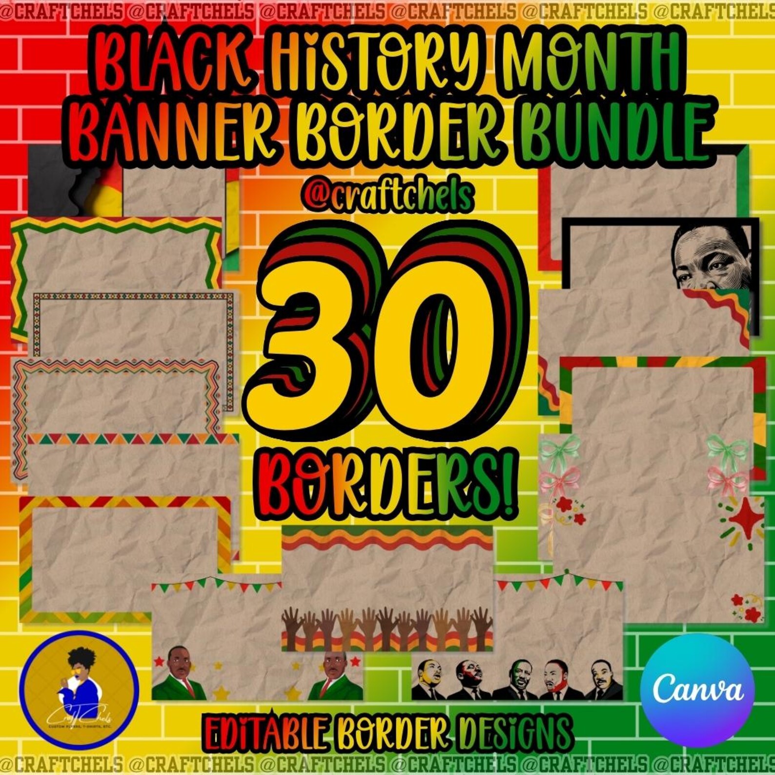 Black History Month Banner Borders | Set of 30+ Editable Banner Border ...