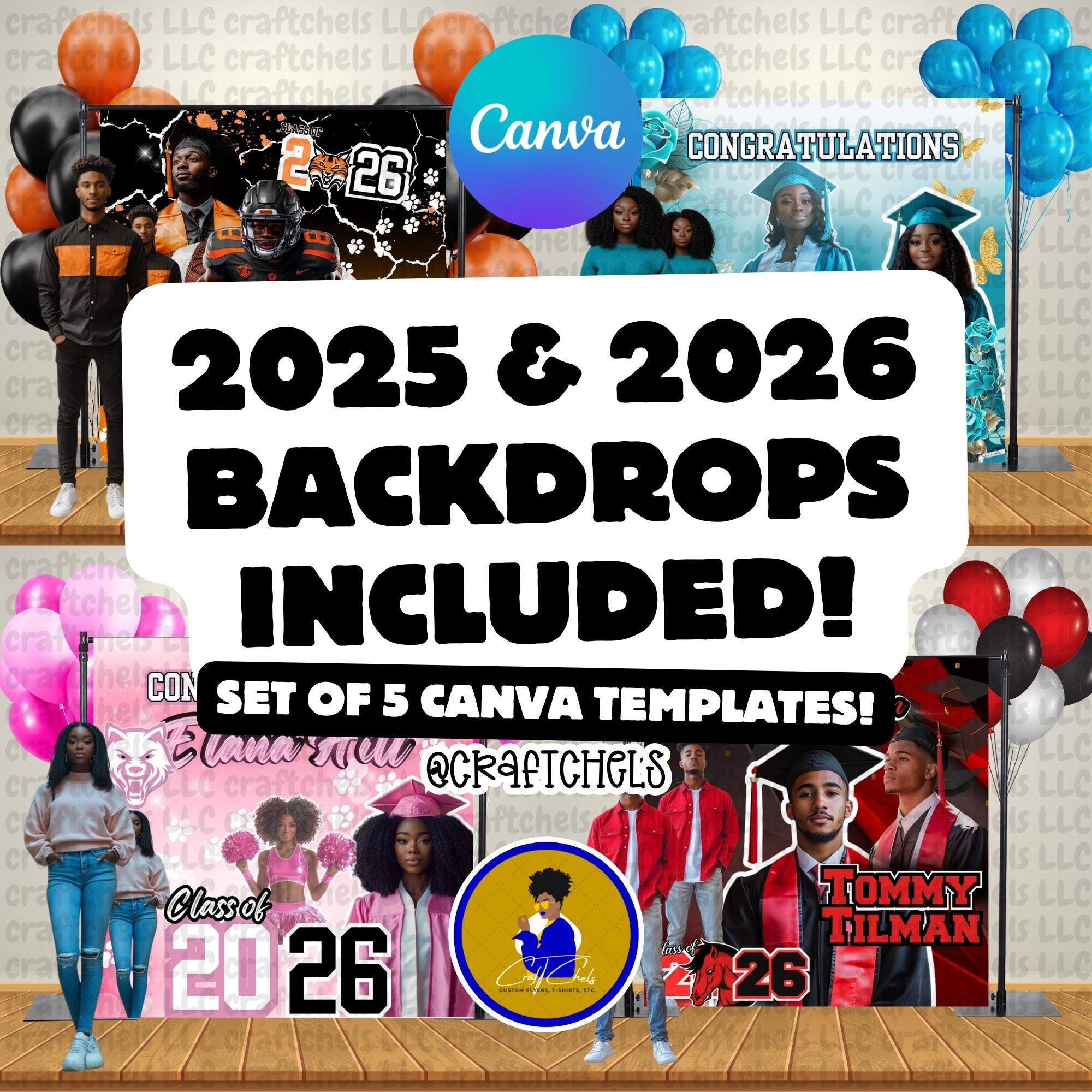 Graduation Backdrop Canva Templates | Class of 2026 Backdrops ...