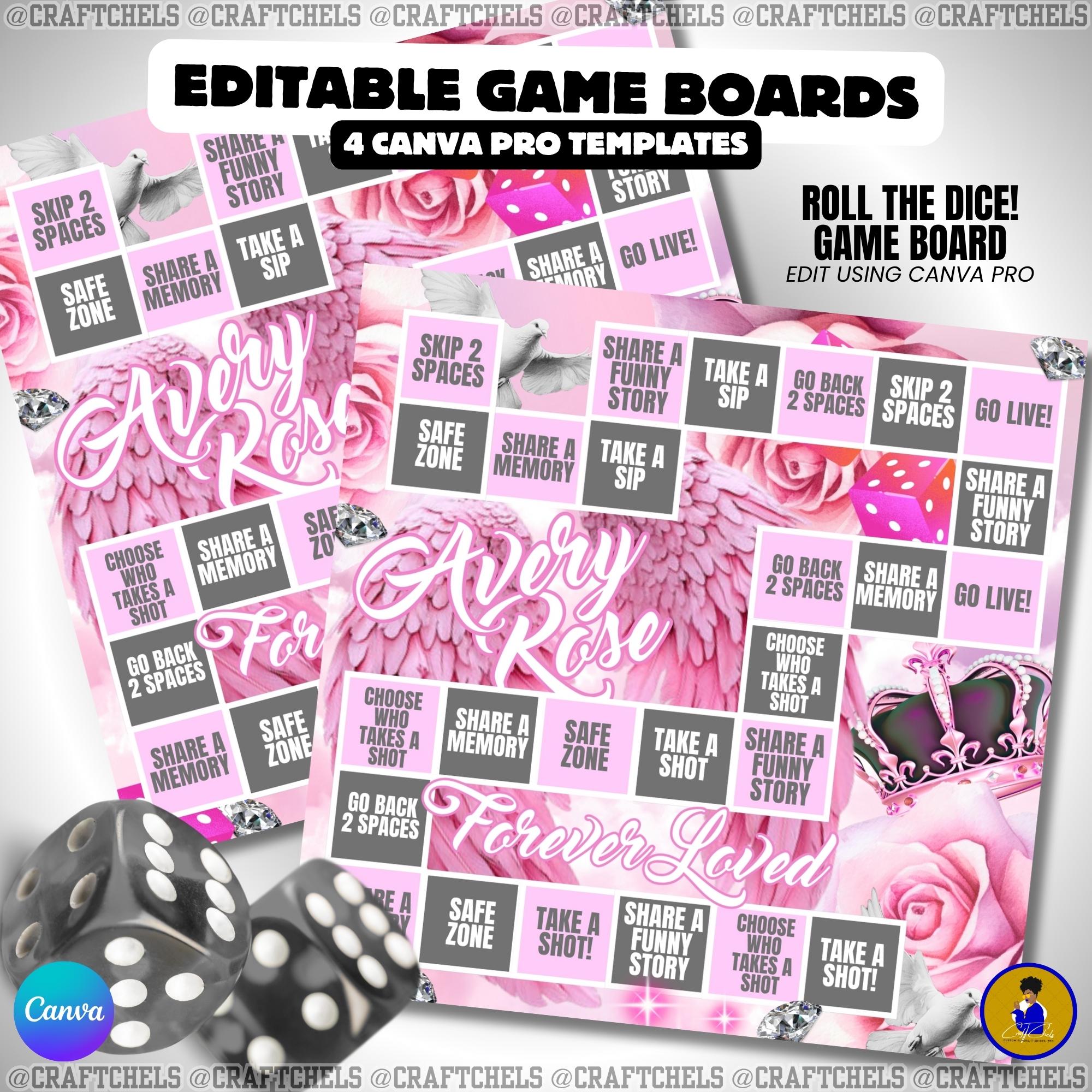 Memorial Game Board Canva Template Bundle of 4 | Celebration of Life ...
