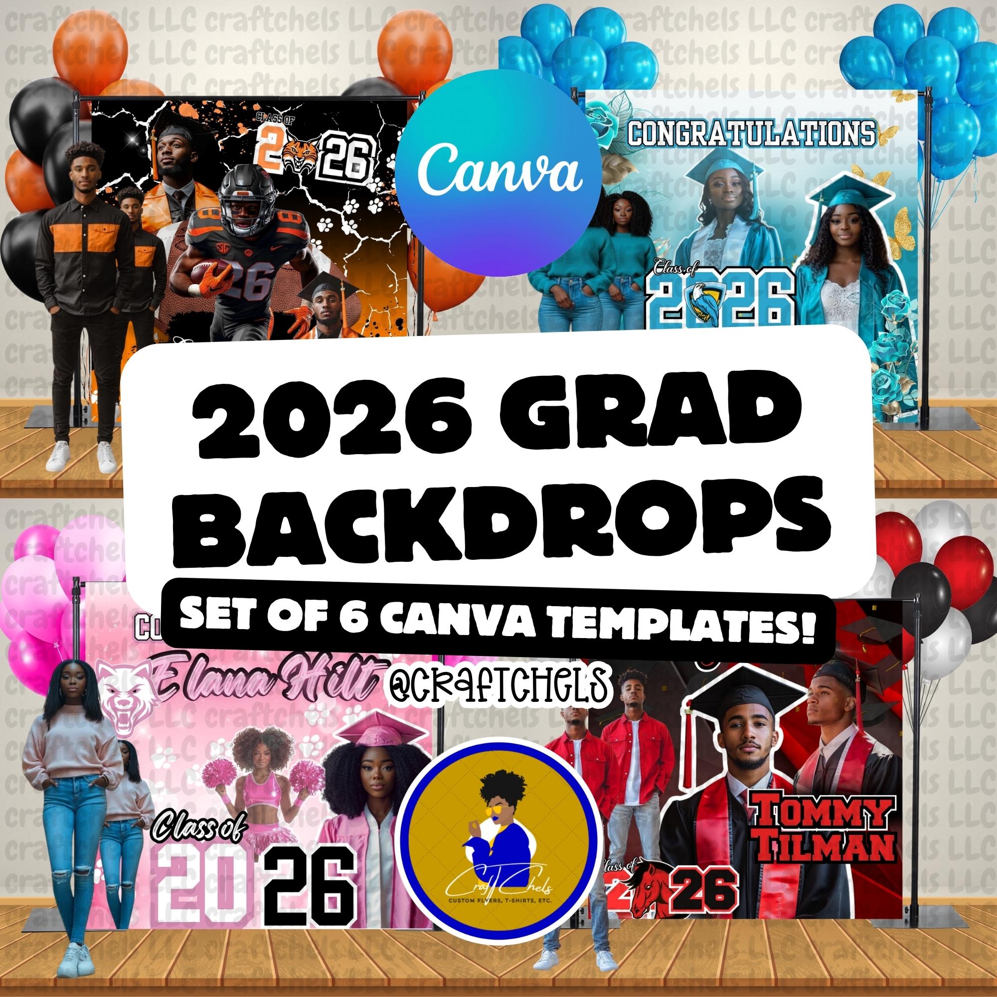 Graduation Backdrop Canva Templates | Class of 2026 Backdrops ...