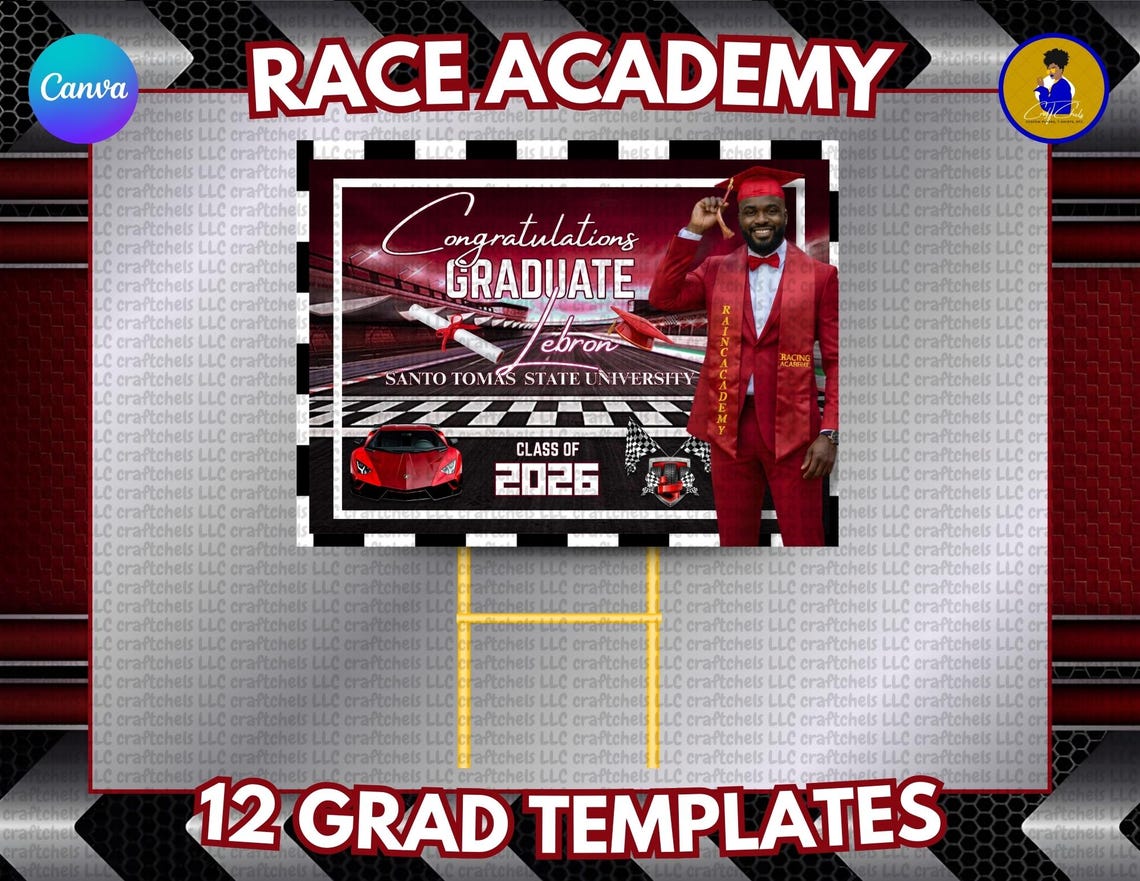 Graduation Party Templates Race Academy | Racing Grad Party Decor ...