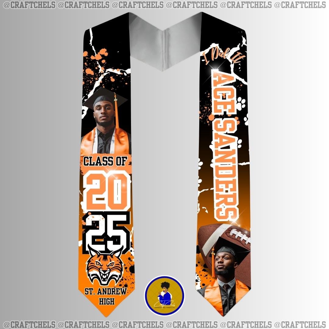 Grad Stole Template | Graduation Stole Canva Template | Set of 4 ...