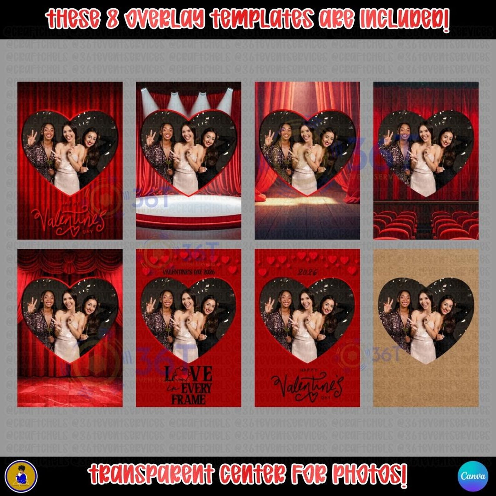 Heart Shaped Selfie Photo Booth Overlay Canva Frame | 4x6 Template ...