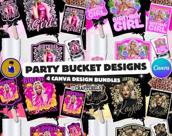 Party Bucket Design Template Bundle – 4 Design Collections | Party ...